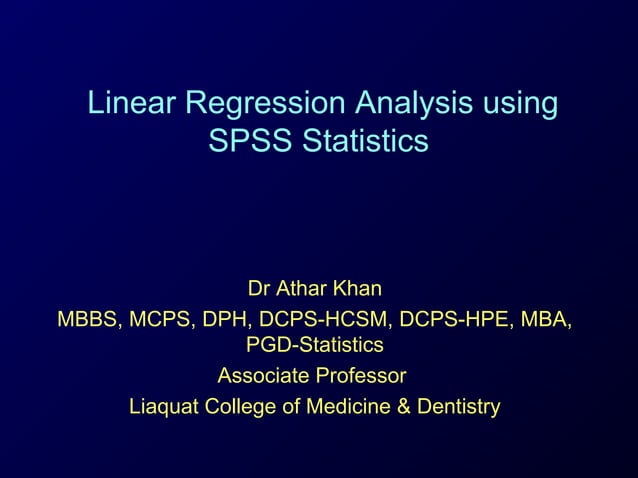 Linear Regression Using SPSS | PPT