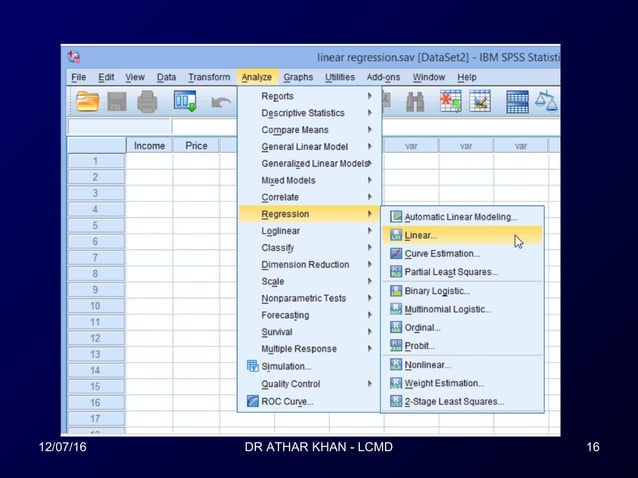 Linear Regression Using SPSS | PPT