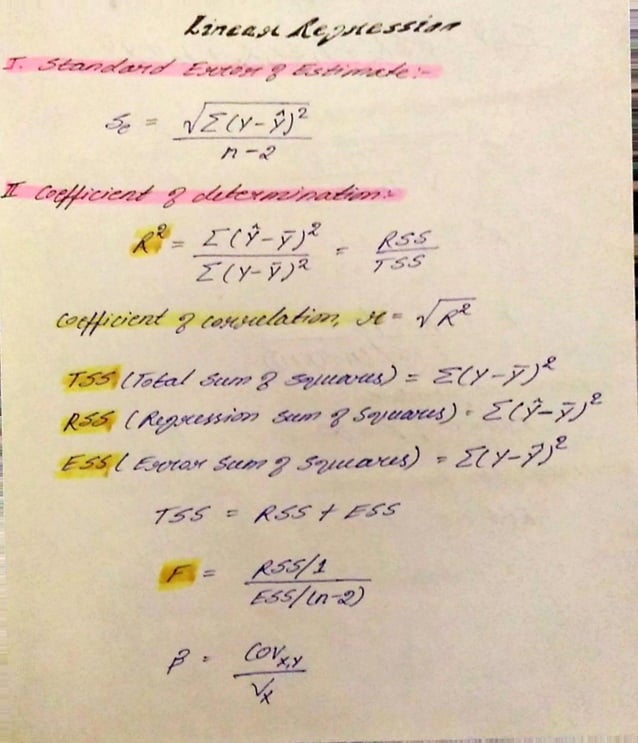 Linear regression formulas | PDF