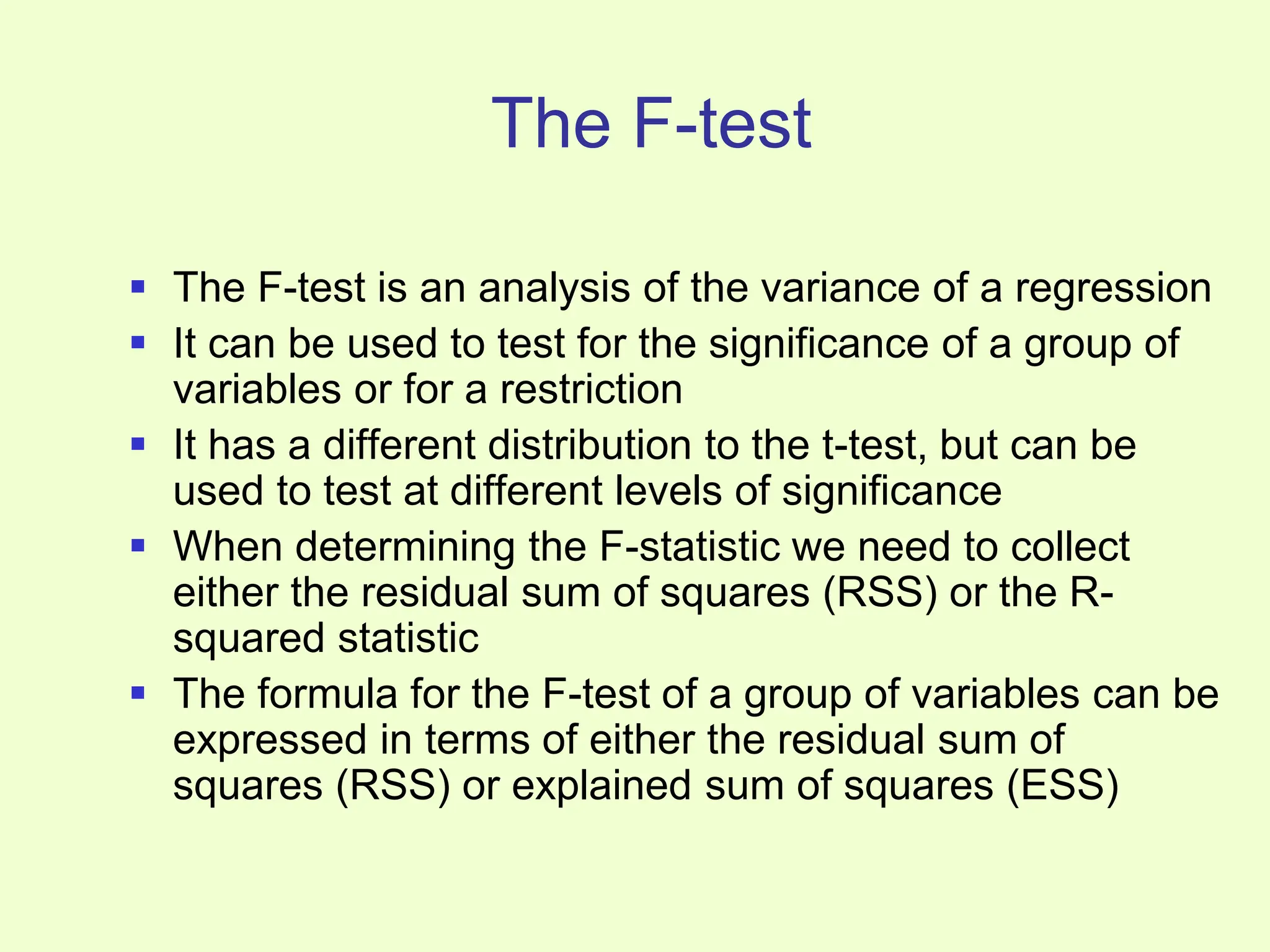 linear Regression, multiple Regression and Annova | PPT
