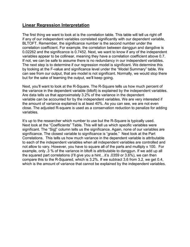 Linear regression interpretation | PDF
