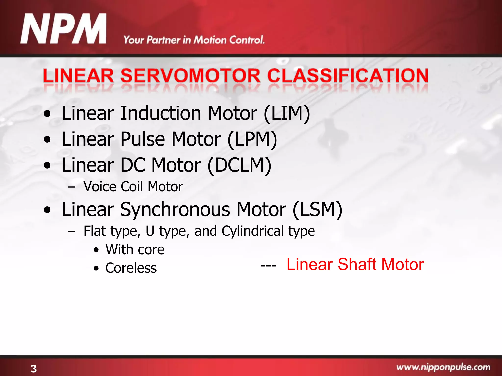 Linear Shaft Motor Vs Linear Motor | PPT
