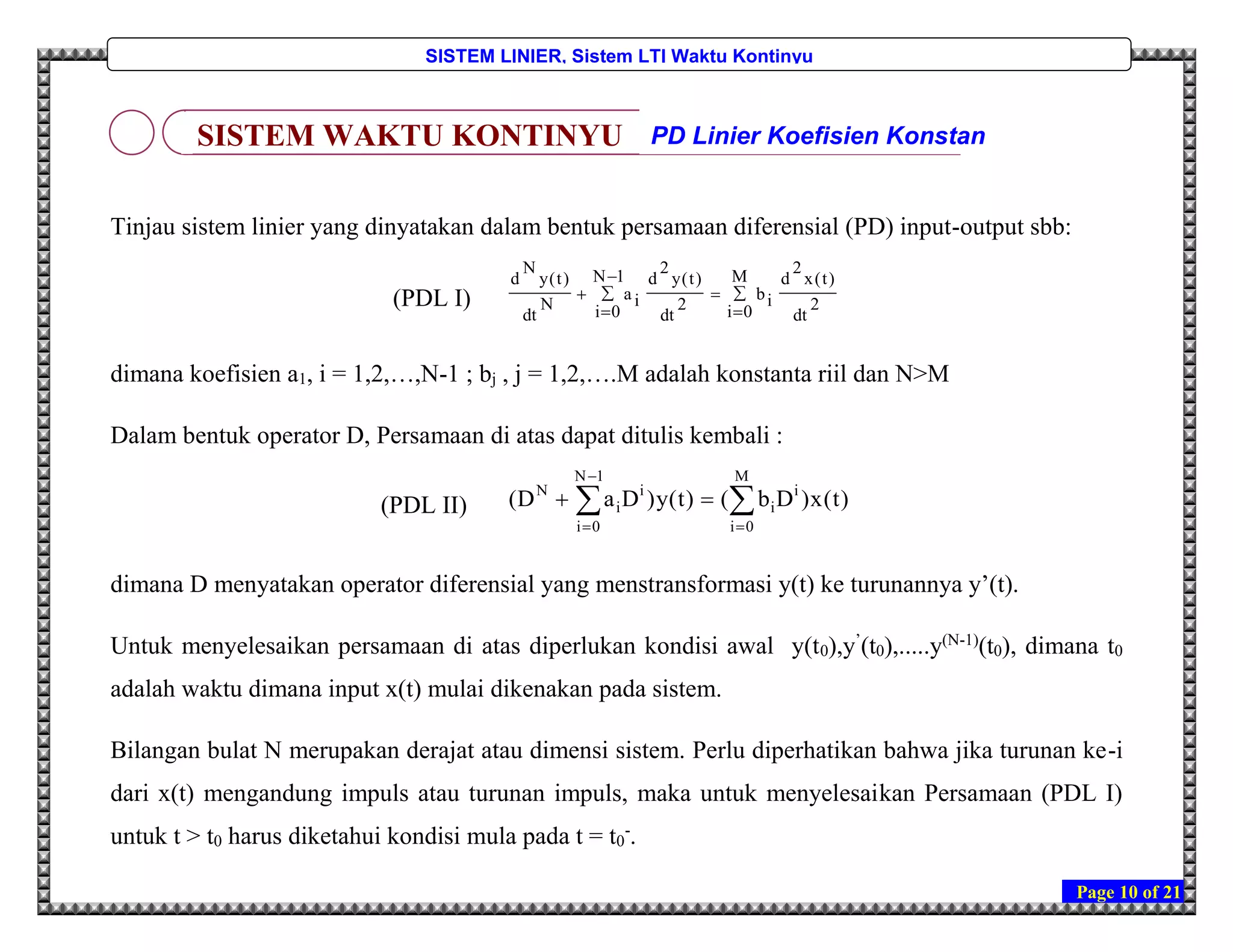 Sistem LTI Waktu Kontinyu | PDF