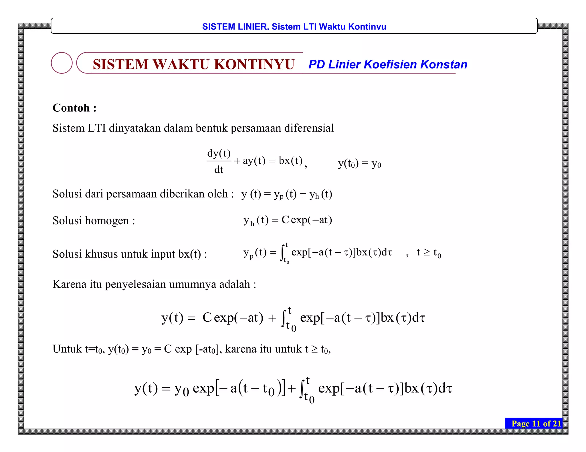 Sistem LTI Waktu Kontinyu | PDF