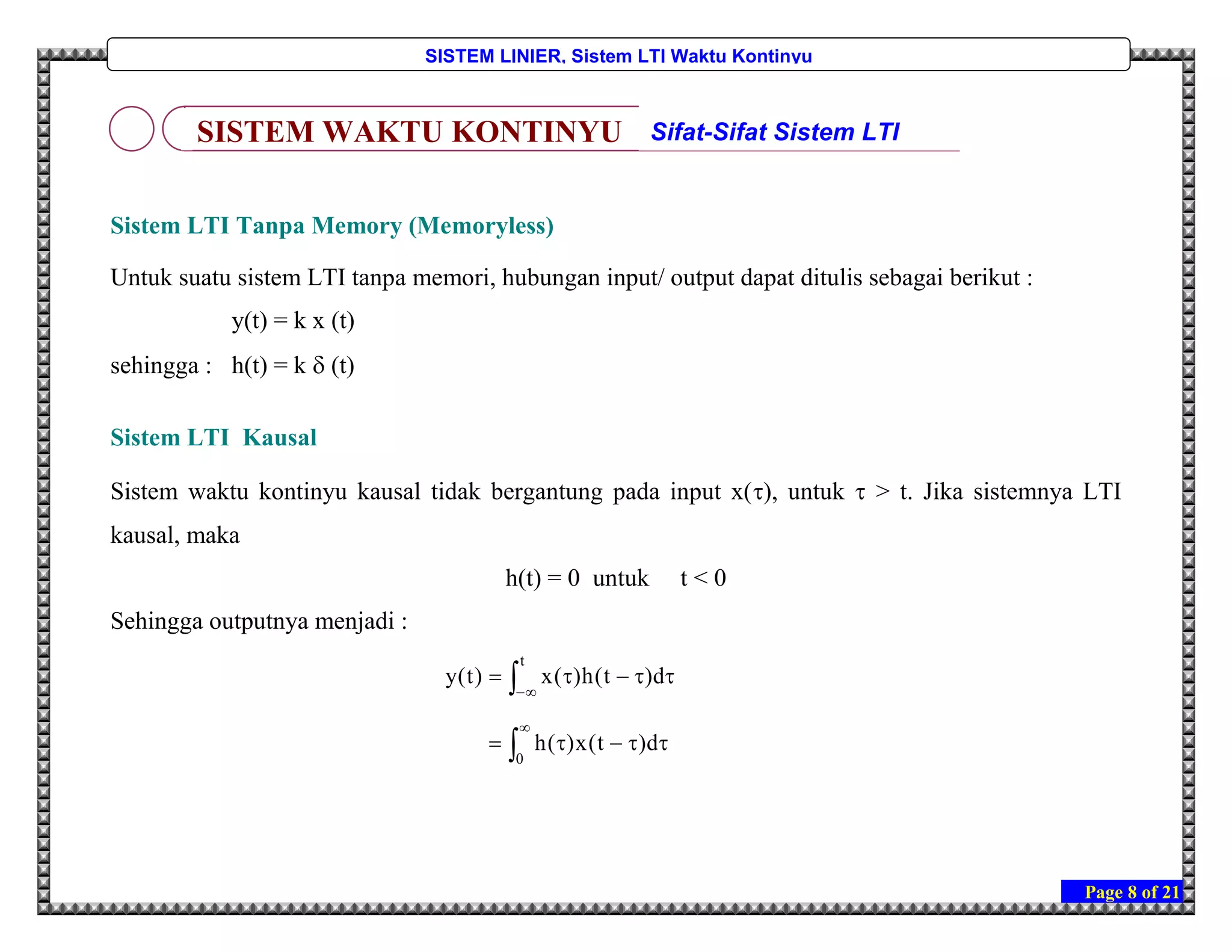 Sistem LTI Waktu Kontinyu | PDF