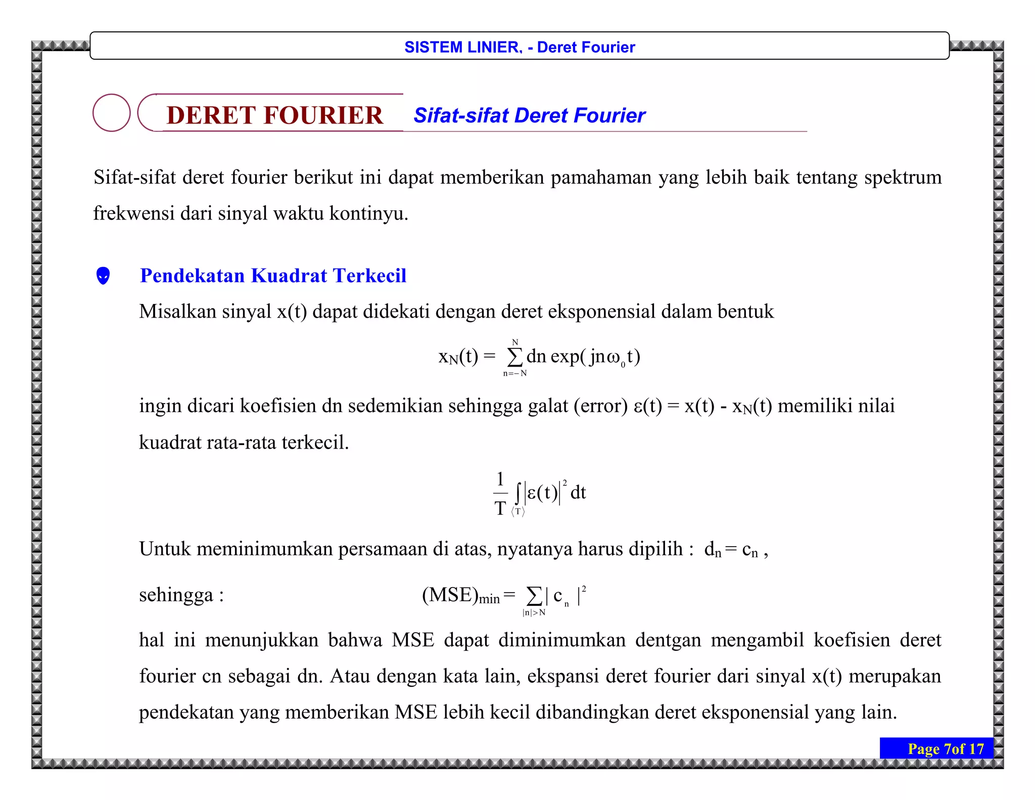 Deret Fourier Waktu Kontinyu | PDF