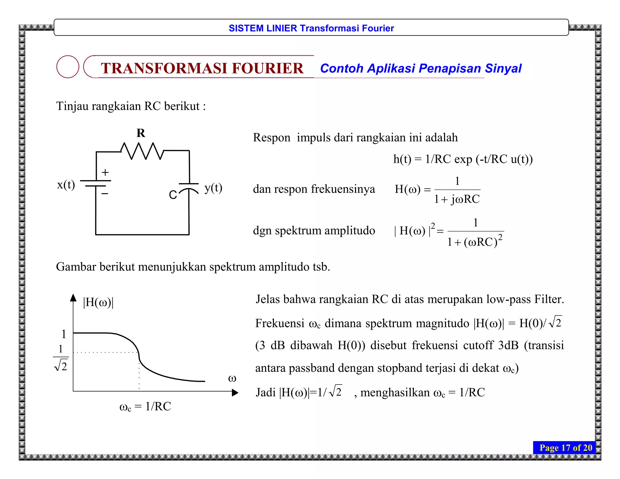 Transformasi Fourier Waktu Kontinyu | PDF