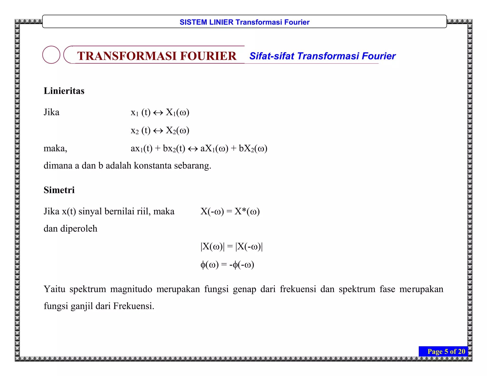 Transformasi Fourier Waktu Kontinyu | PDF