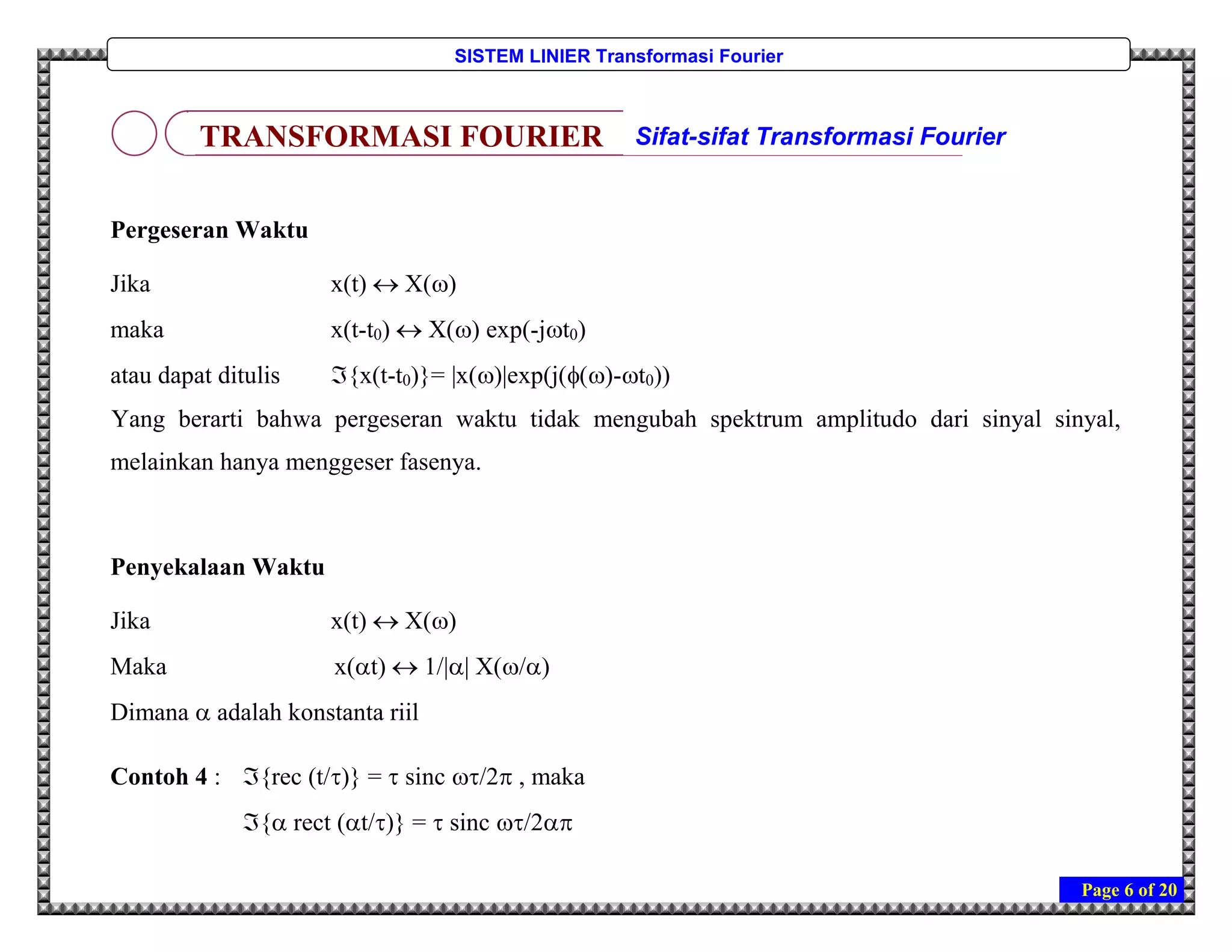 Transformasi Fourier Waktu Kontinyu | PDF