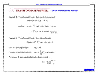 Transformasi Fourier Waktu Kontinyu | PDF