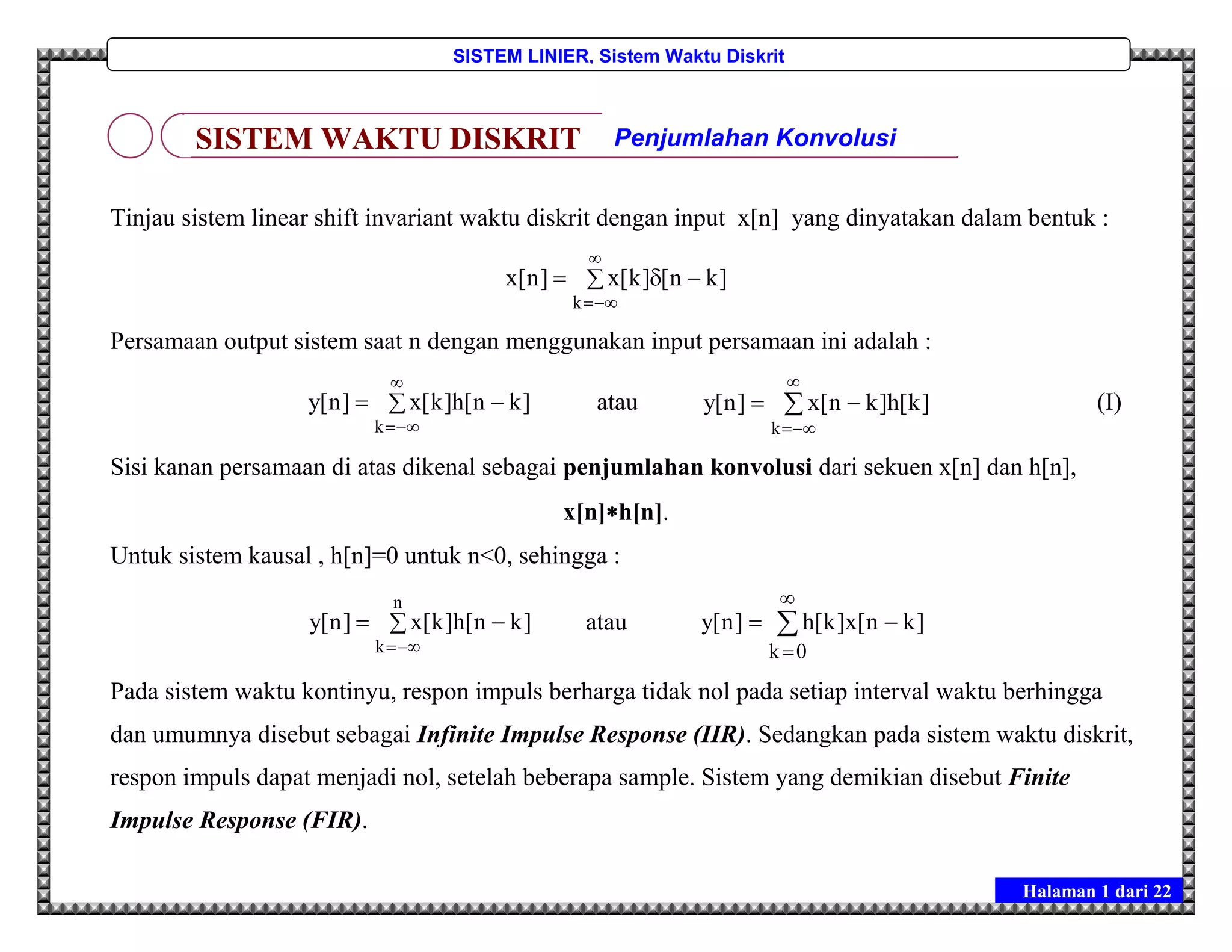 Sistem LTI Waktu Diskrit | PDF