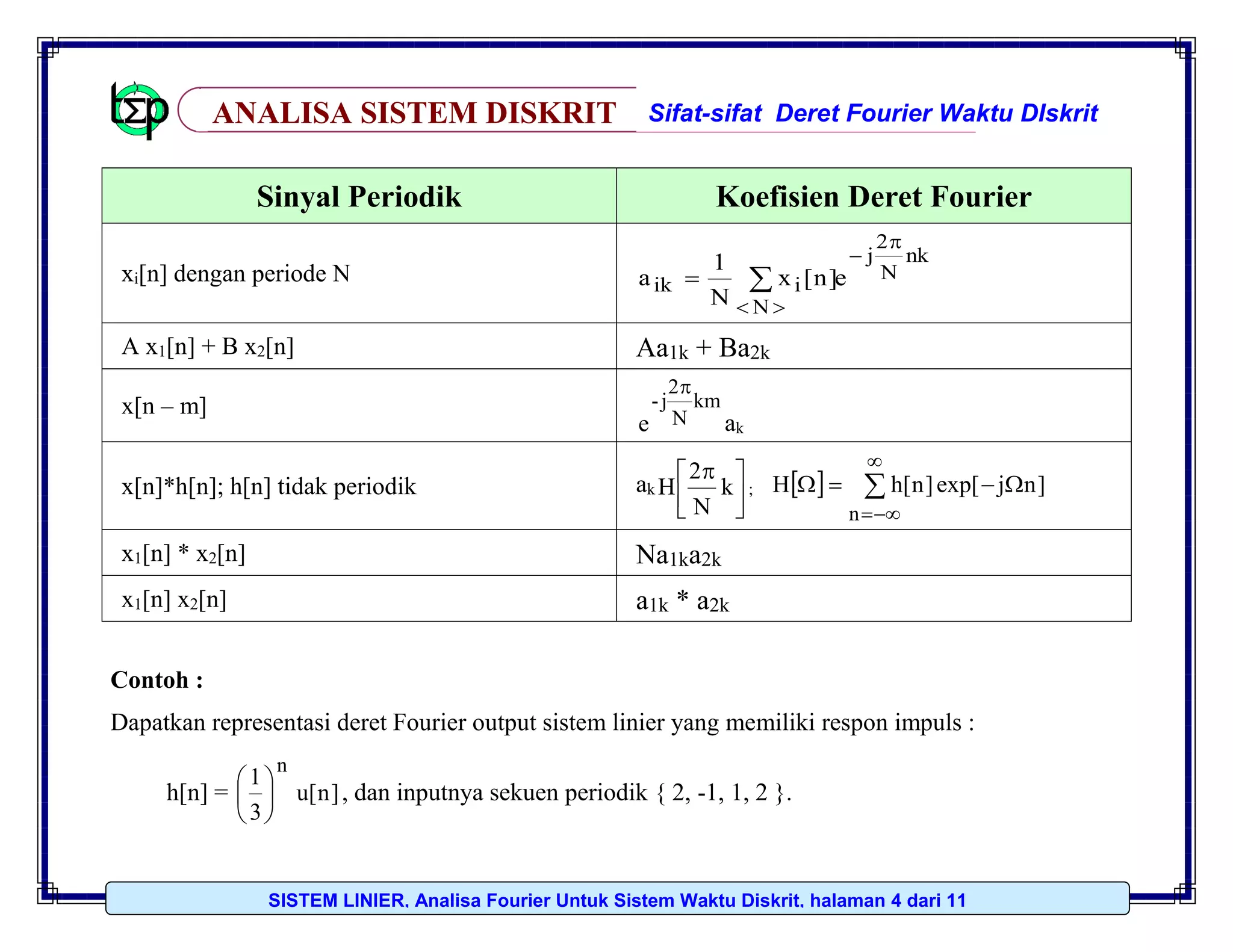 Transformasi Fourier Waktu Diskrit | PDF