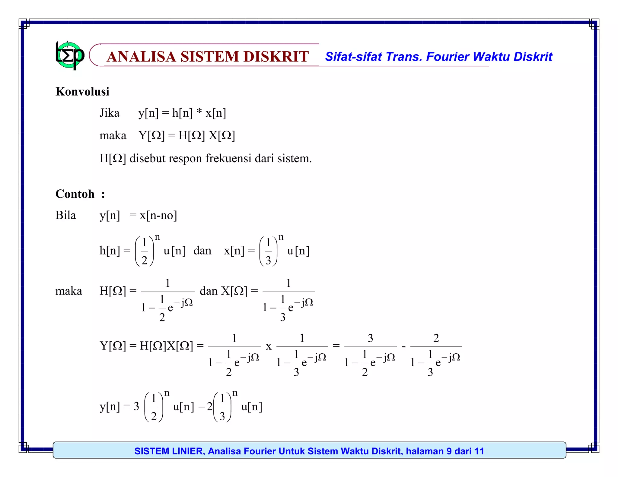 Transformasi Fourier Waktu Diskrit | PDF