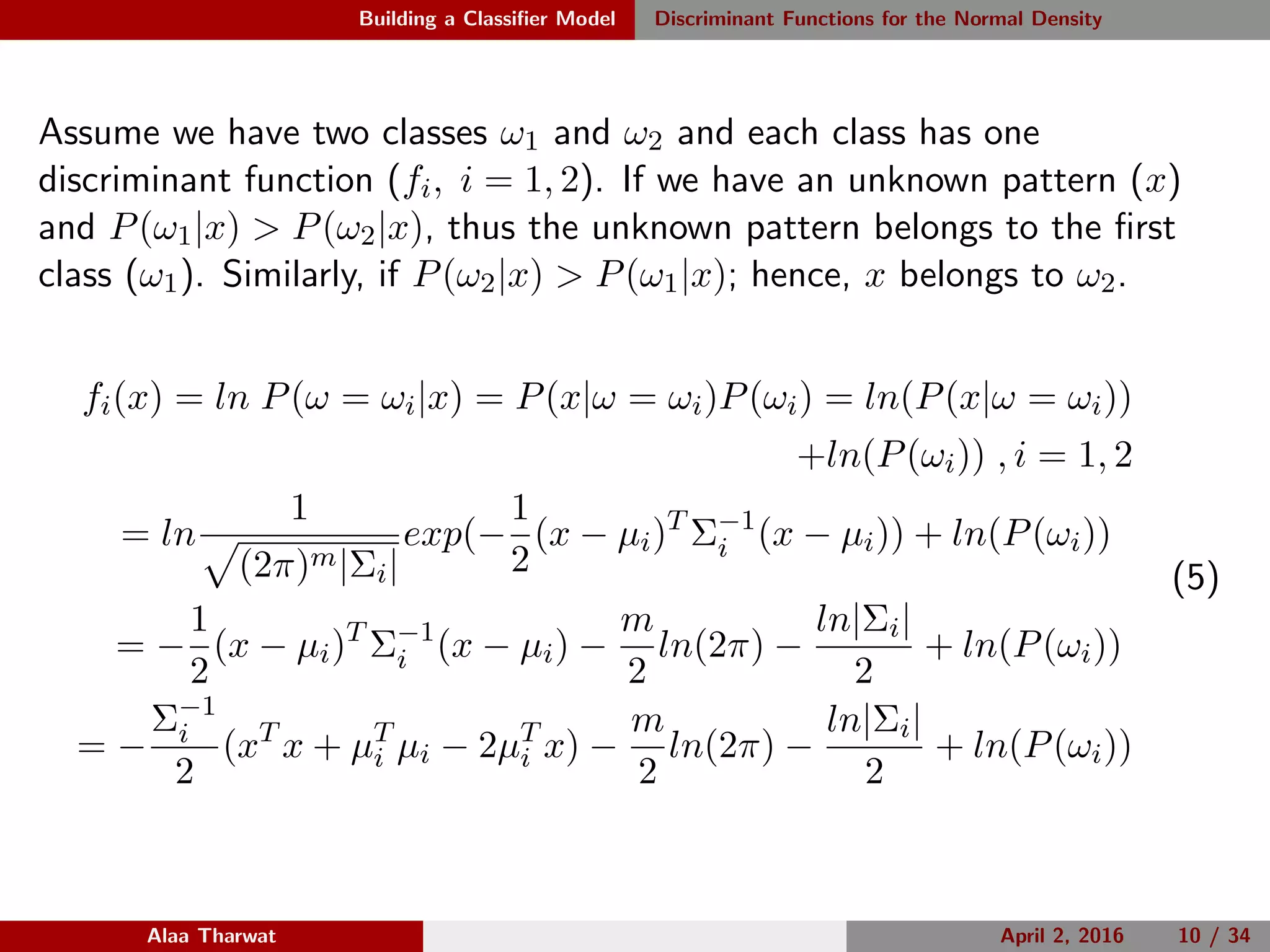 Linear vs. quadratic classifier power point | PPT