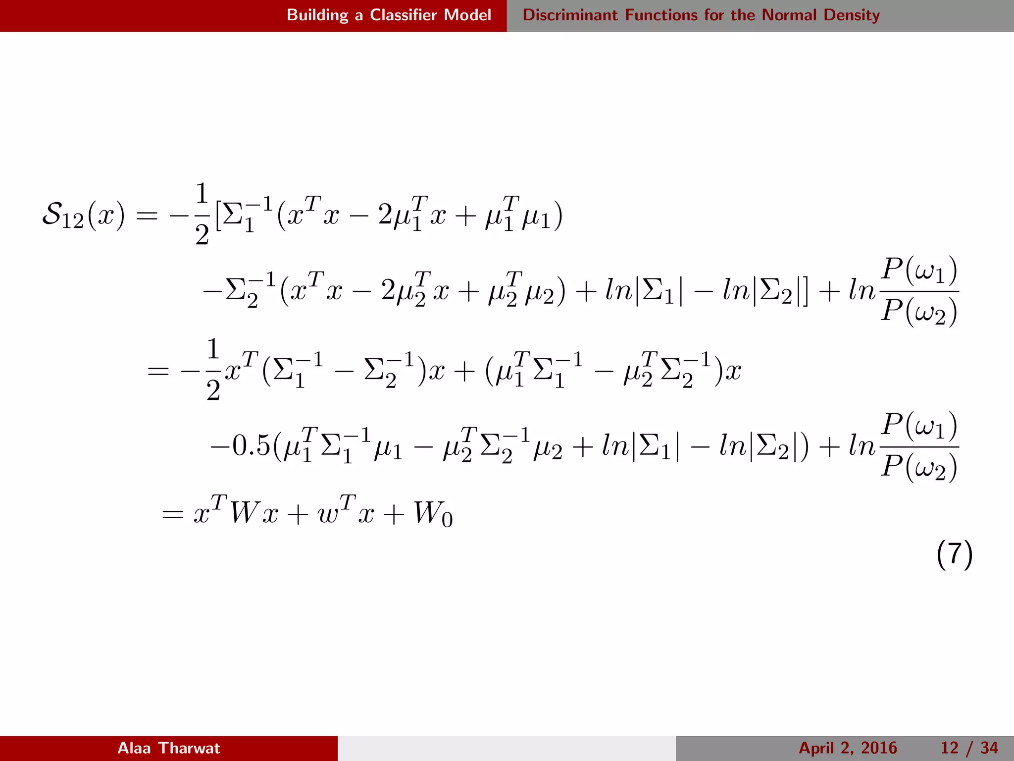 Linear vs. quadratic classifier power point | PPT