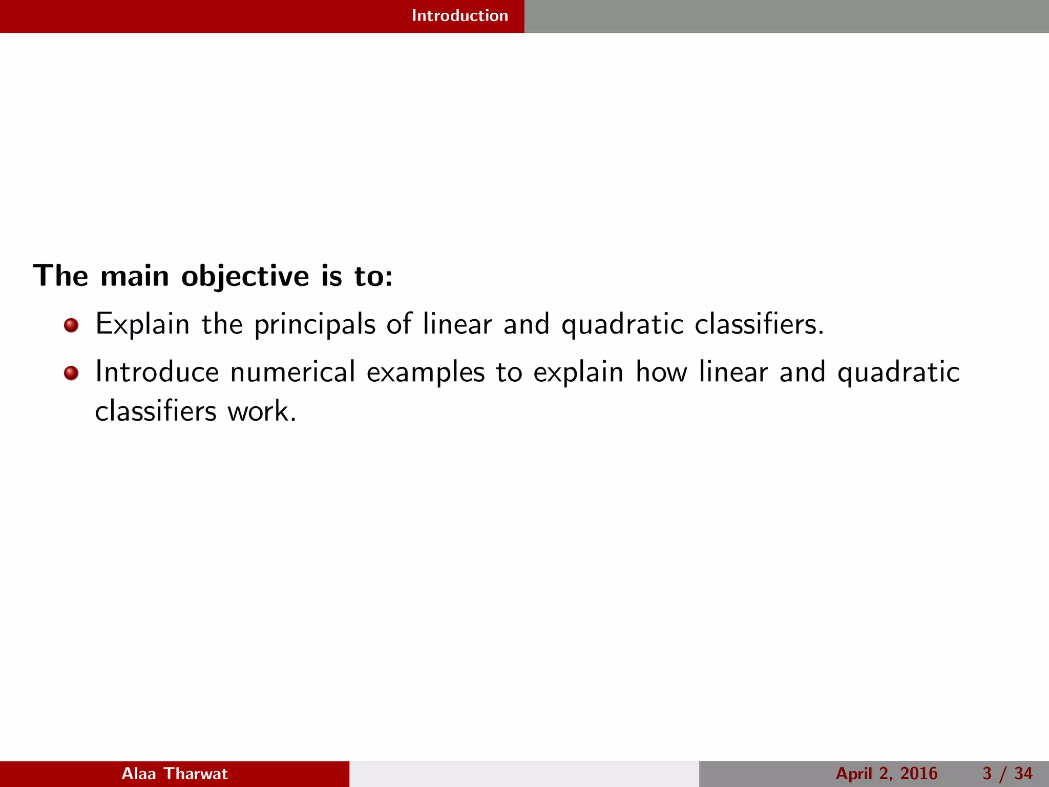 Linear vs. quadratic classifier power point | PPT