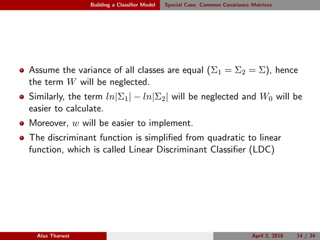 Linear vs. quadratic classifier power point | PPT