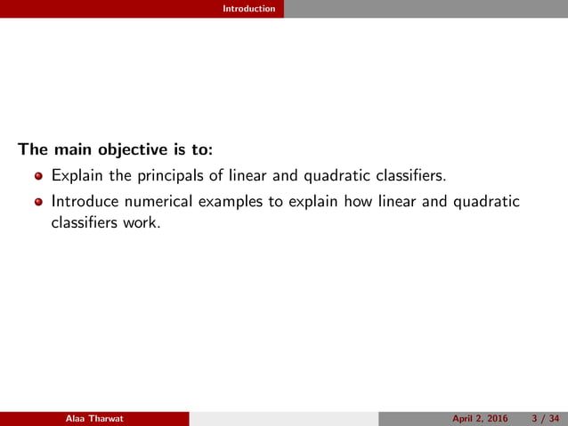 Linear vs. quadratic classifier power point | PPT