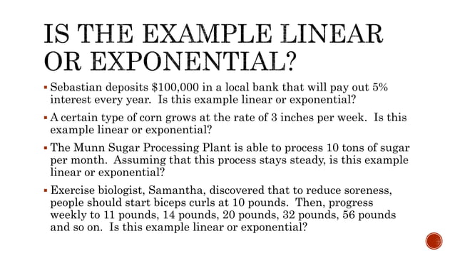 Linear vs exponential growth (Simplified) | PPTX