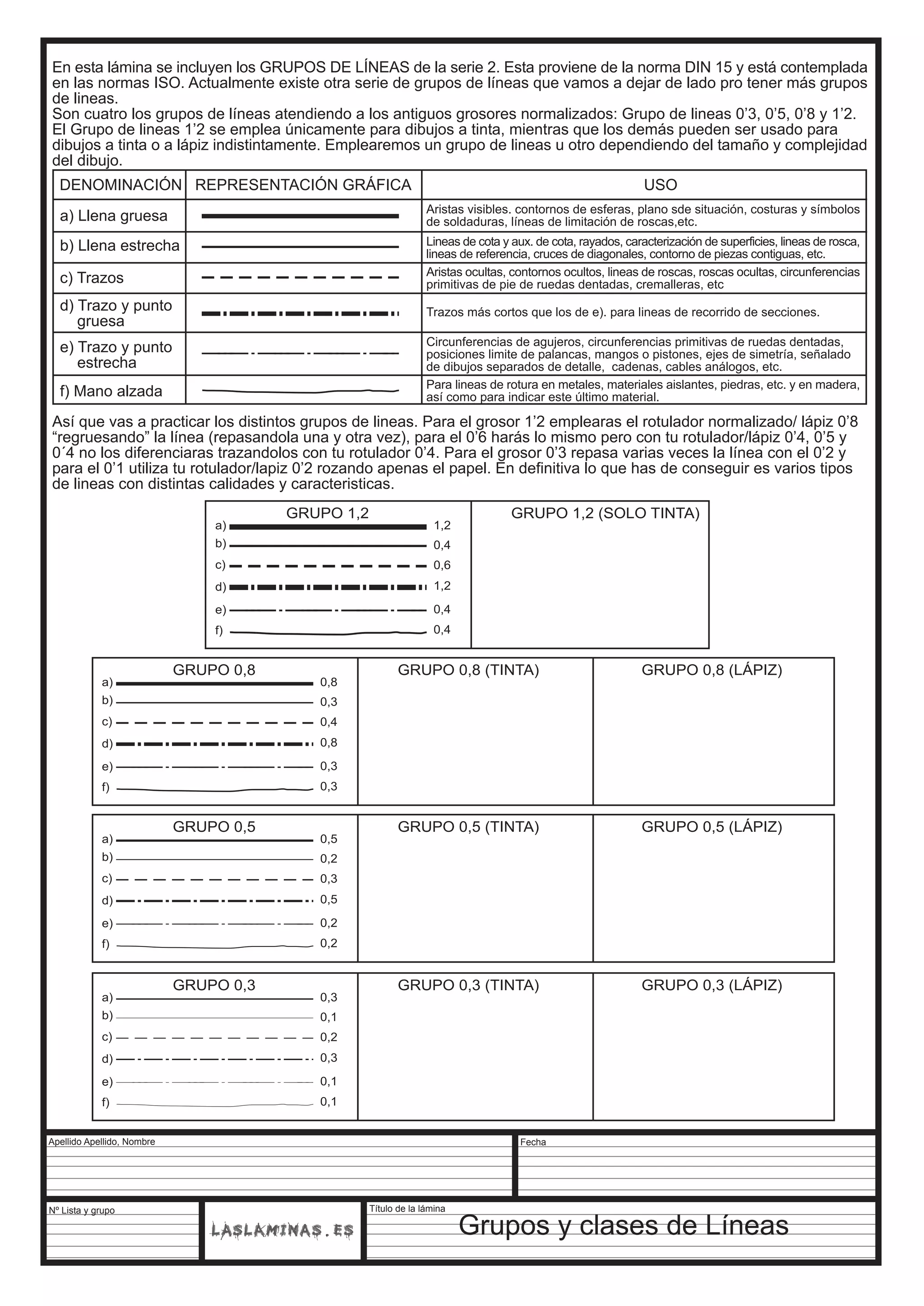 Lineas normalizadas a lapiz | PDF