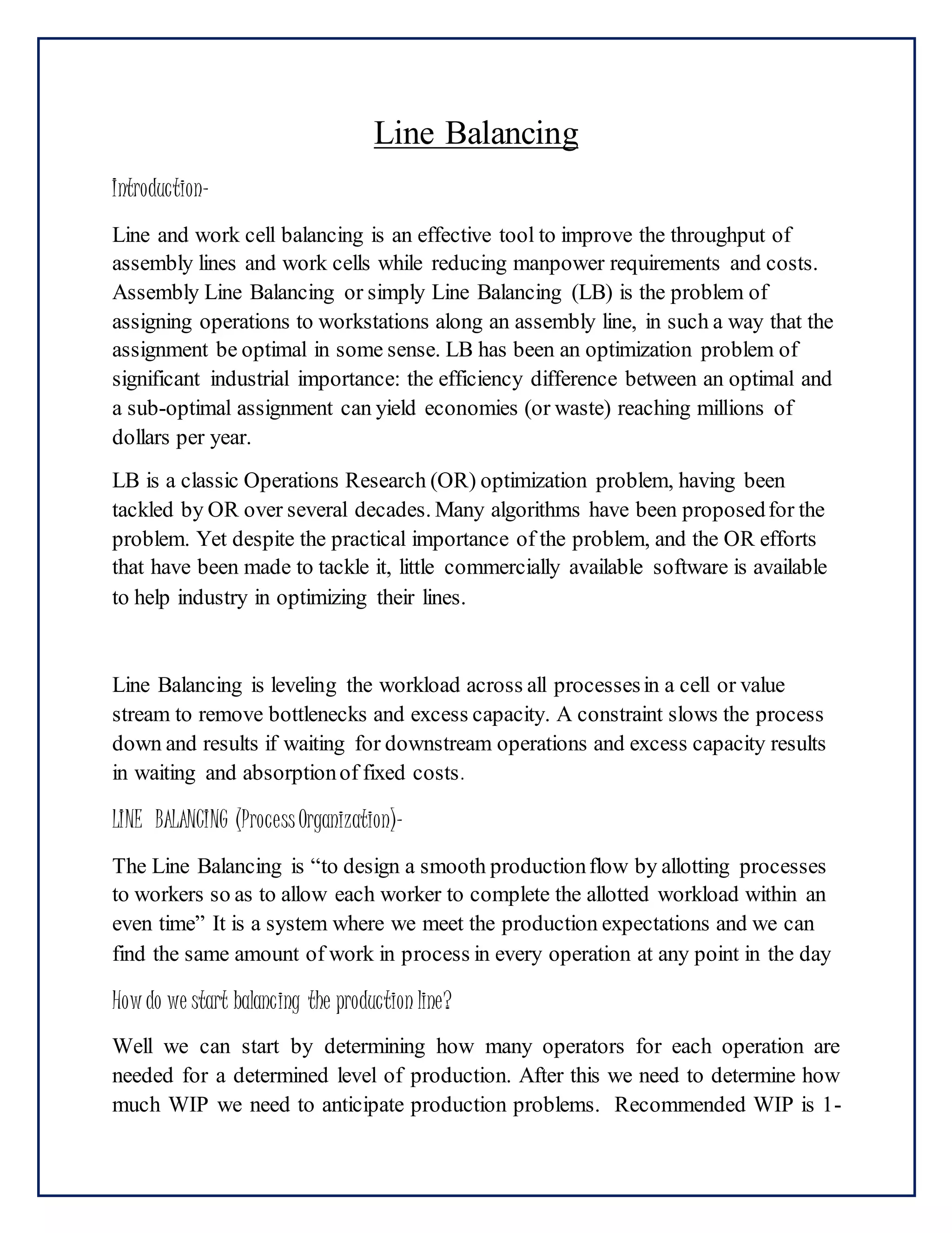 Line balancing | DOCX