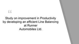 Assembly Line Balancing | Case Study | PPTX