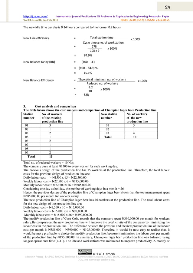Line balancing example