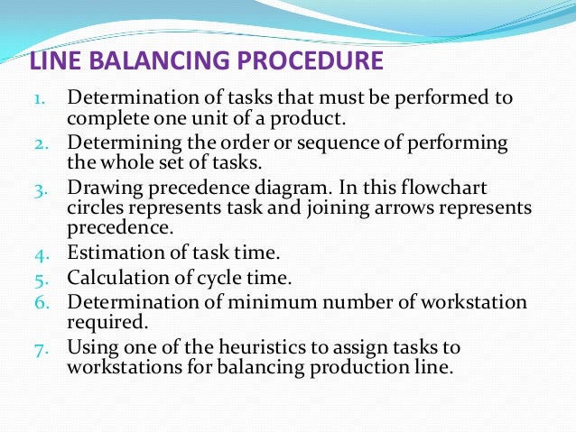 Line balancing and heuristics