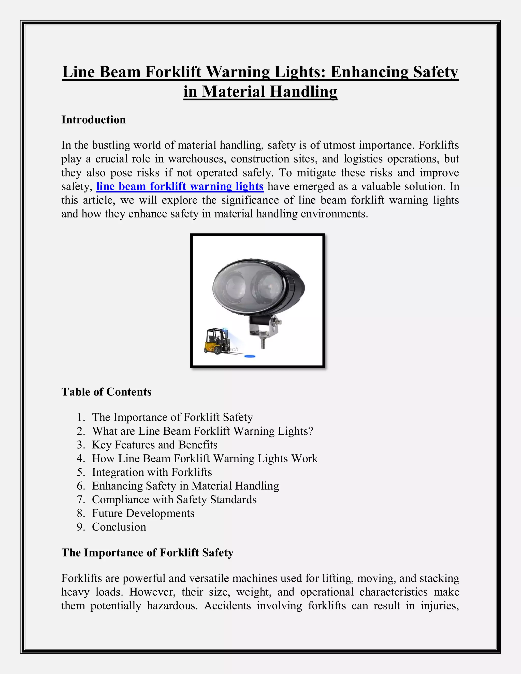 Line Beam Forklift Warning Lights | PDF