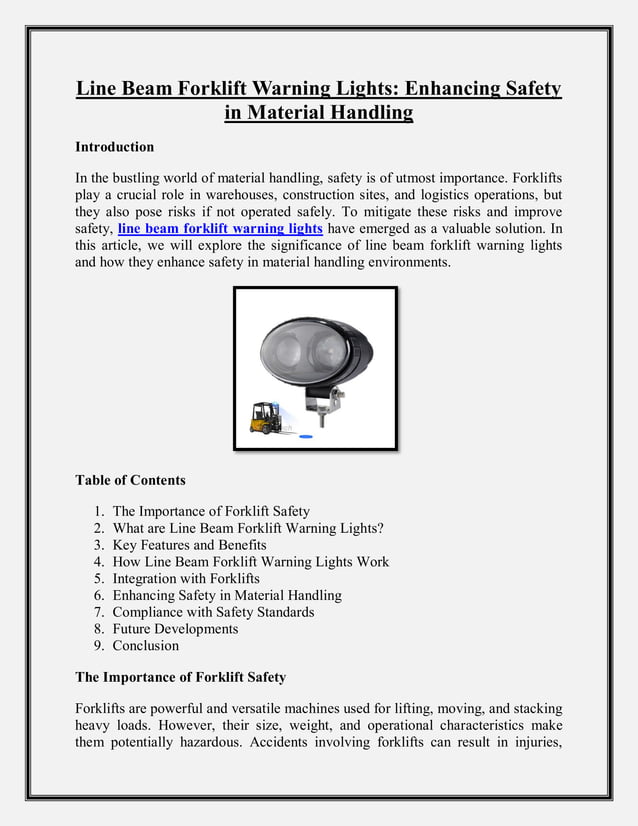 Line Beam Forklift Warning Lights | PDF