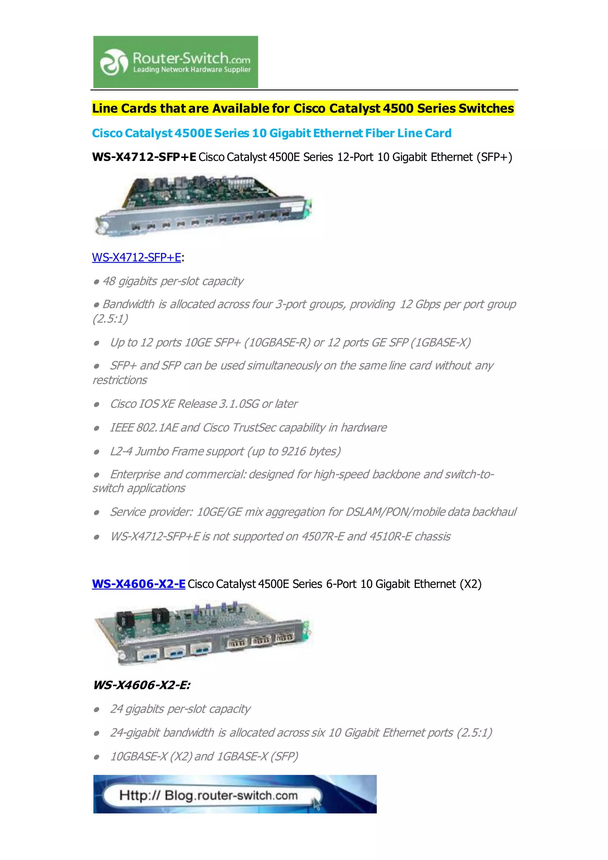Line cards that are available for cisco catalyst 4500 series switches | PDF