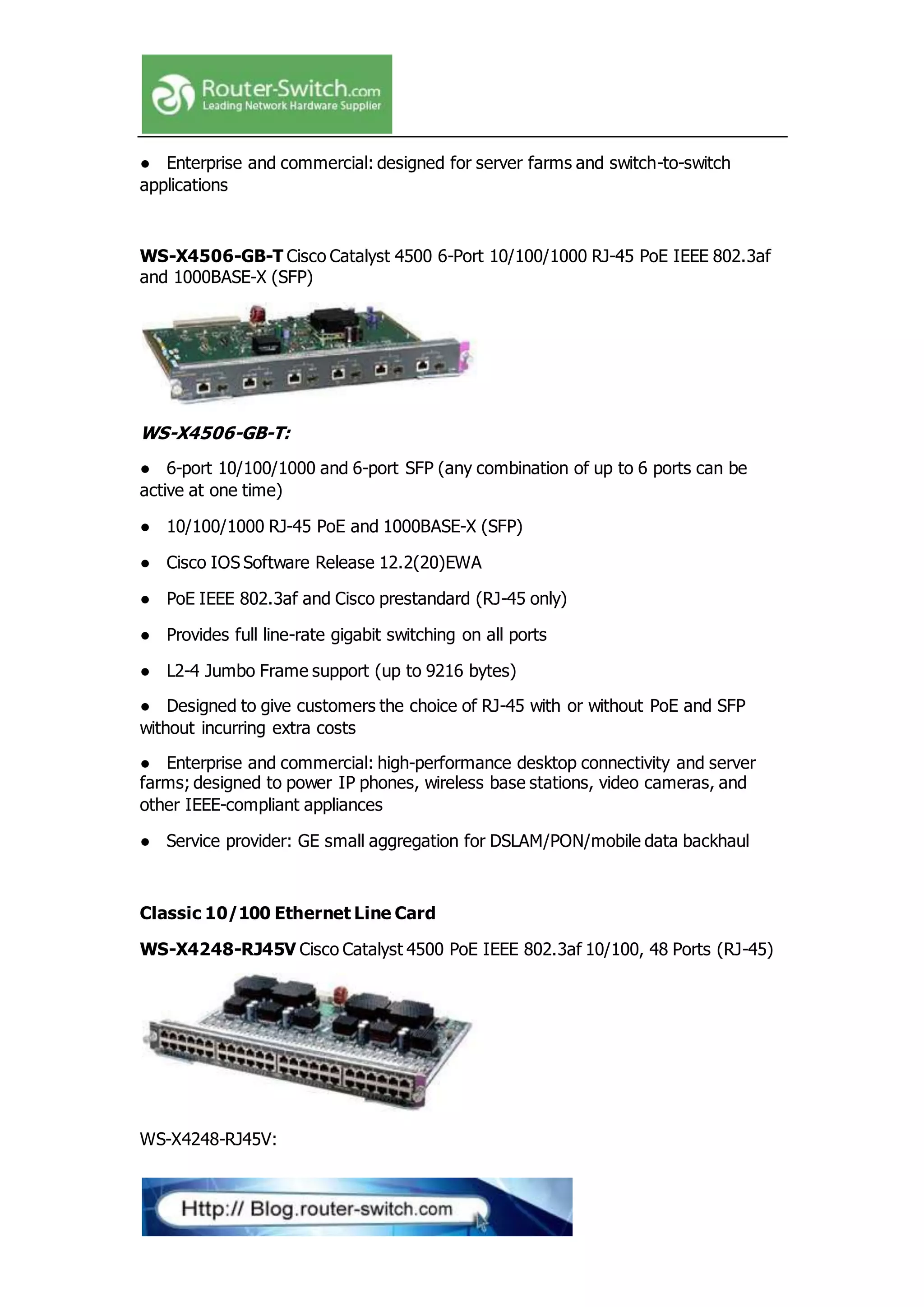 Line cards that are available for cisco catalyst 4500 series switches ...