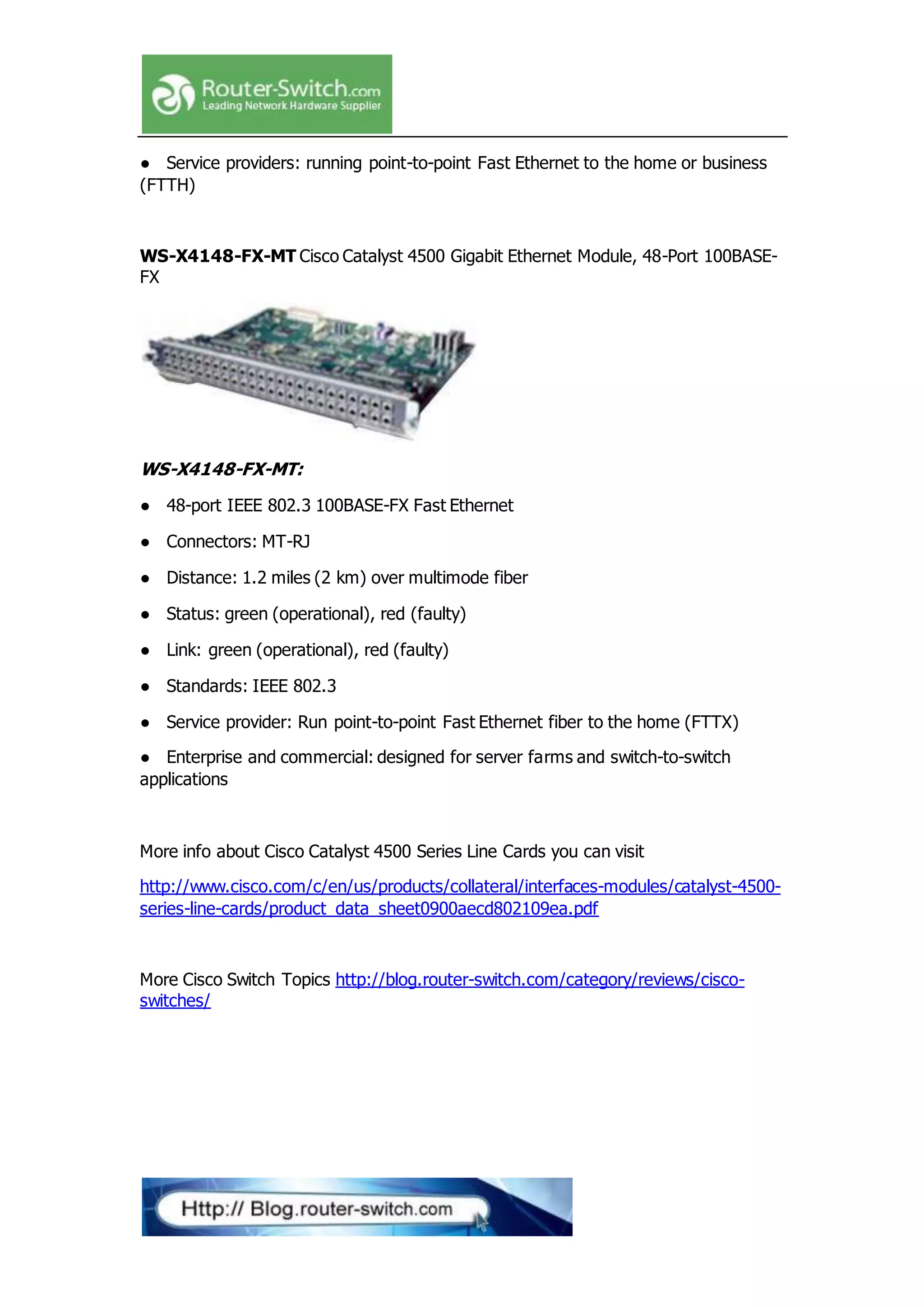 Line cards that are available for cisco catalyst 4500 series switches ...