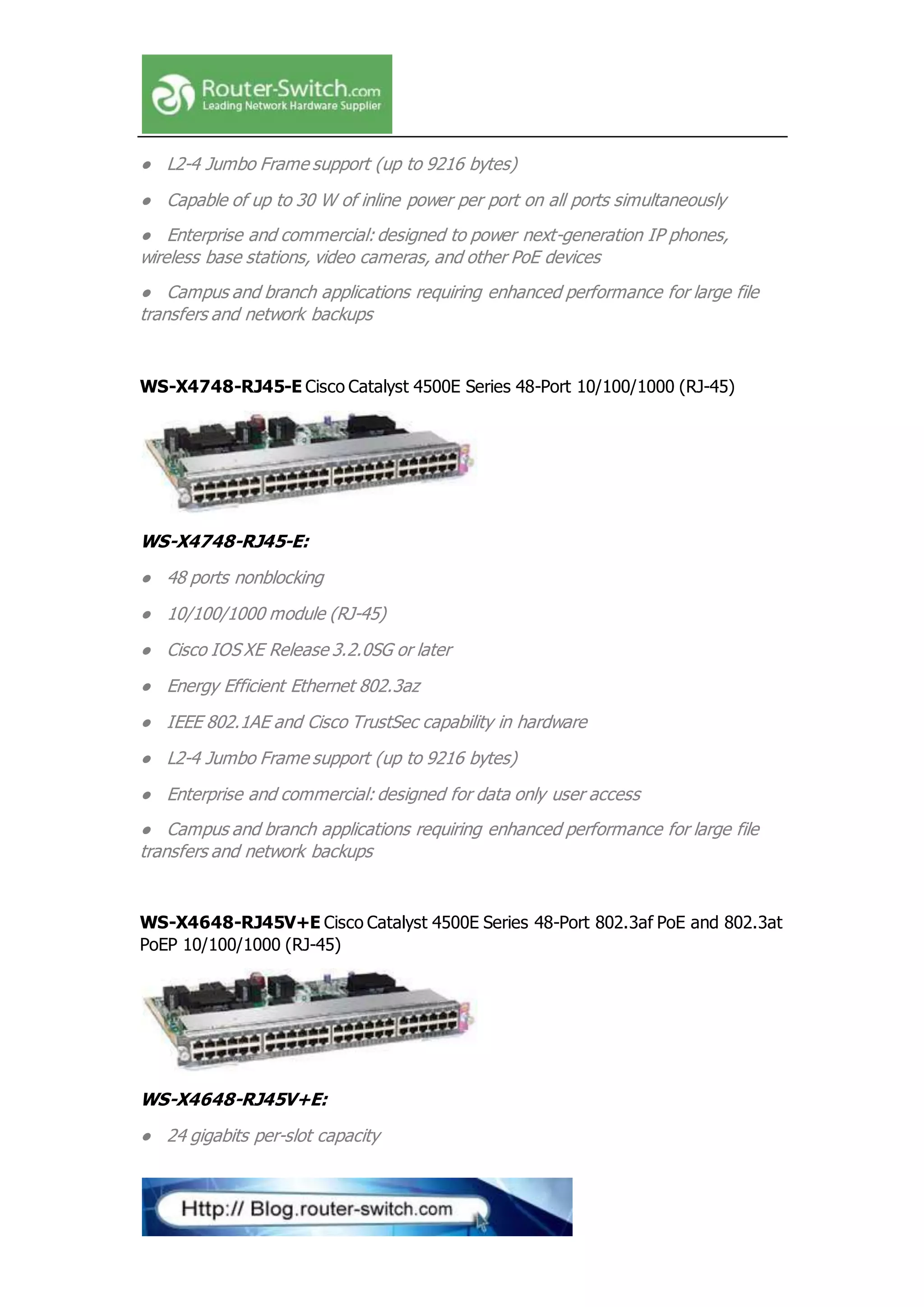 Line cards that are available for cisco catalyst 4500 series switches ...