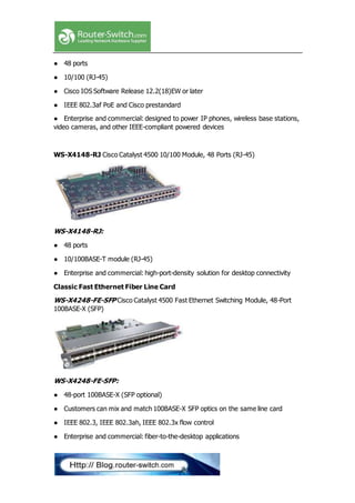 Line cards that are available for cisco catalyst 4500 series switches ...