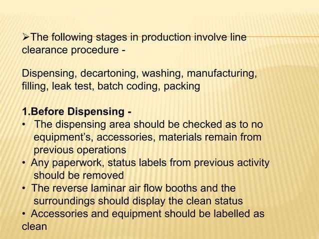 Line clearance ppt | PPTX | Manufacturing Industry | Industries