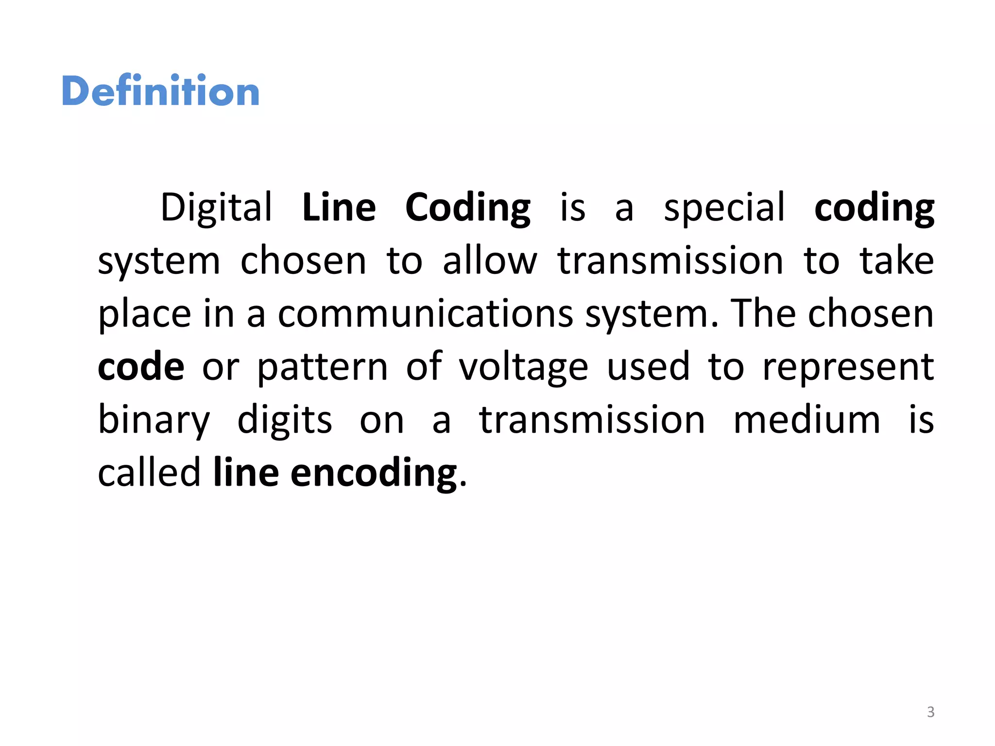 Line coding | PPTX | Programming Languages | Computing