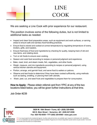 Line Cook 240 | PDF | Cooking | Food & Drink