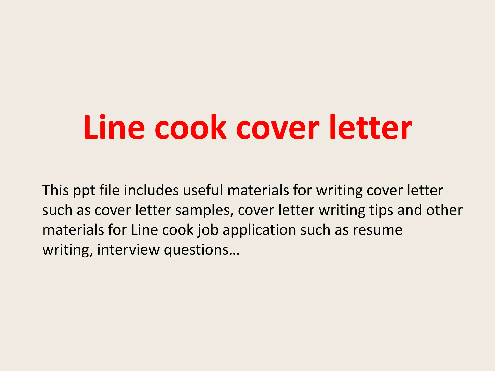 Line cook cover letter | PPTX
