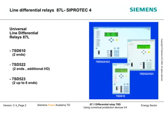 Line differential protection 7 sd52x 7sd610. siemens | PPT