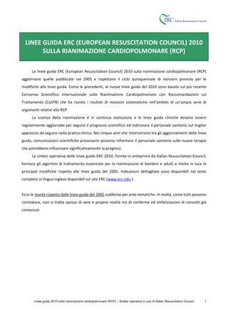 Linee guida erc 2010 sintesi italiana | PDF