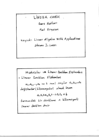 Lineer cebir hafta1 | PDF