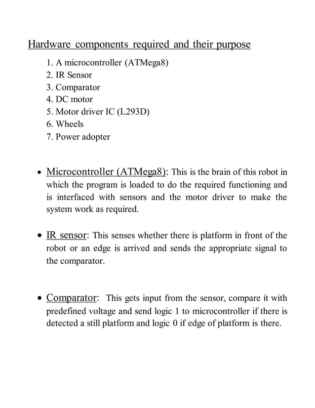 Line follower robot | DOCX | Computer Peripherals | Computing