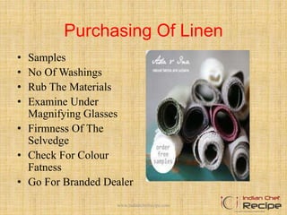 LINEN OPERATION IN HOUSE KEEPING | PPTX
