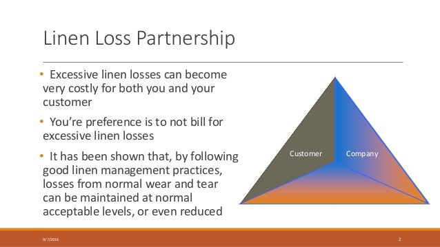 Linen management and excessive linen losses 090716