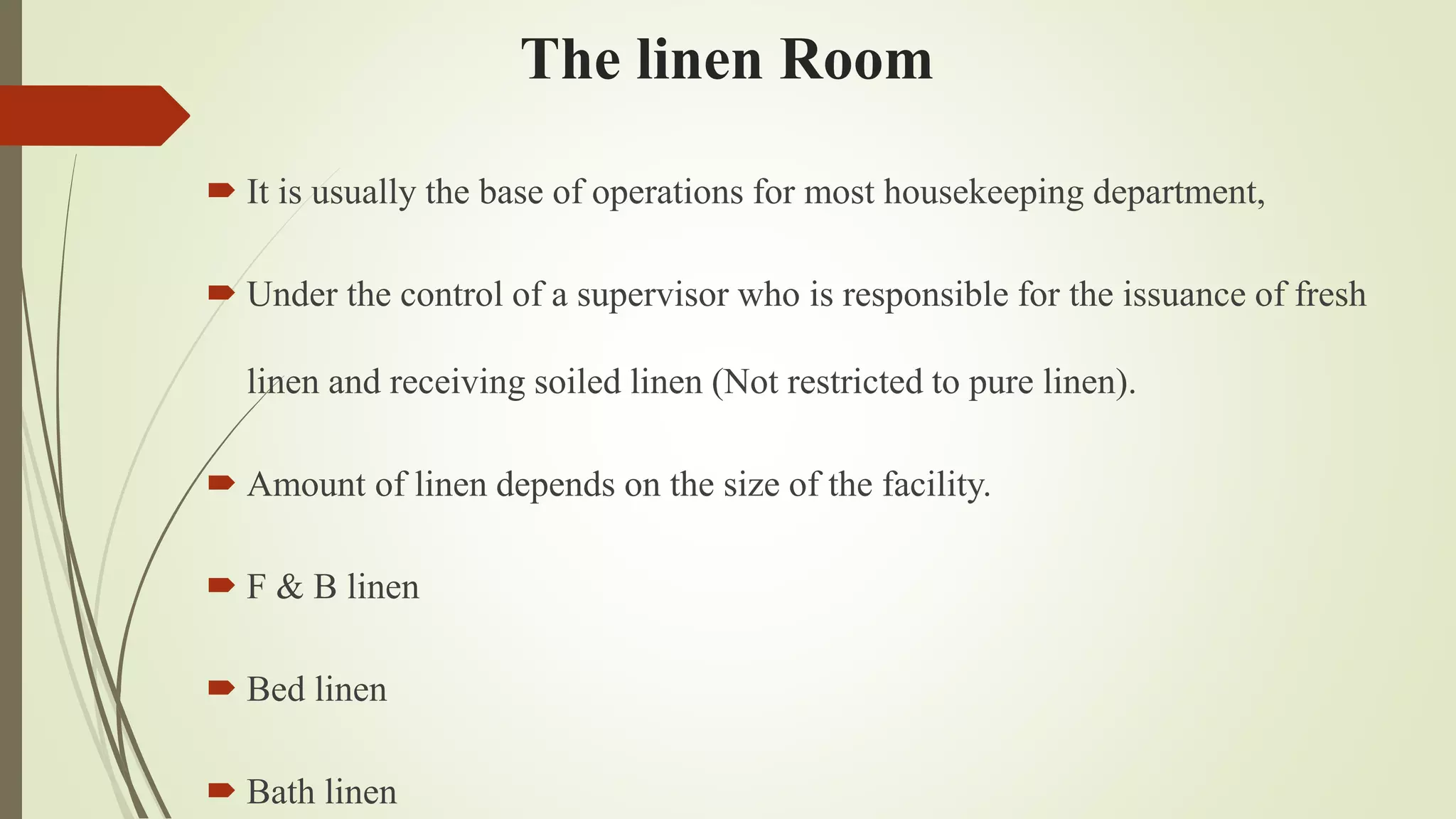 Linen room operations lec 1 | PPTX | Hotel Properties | Real Estate