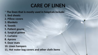 linen, types and care.pptx SlideShare.net 9415 | PPTX