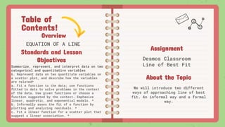 Line of best fit lesson | PPTX