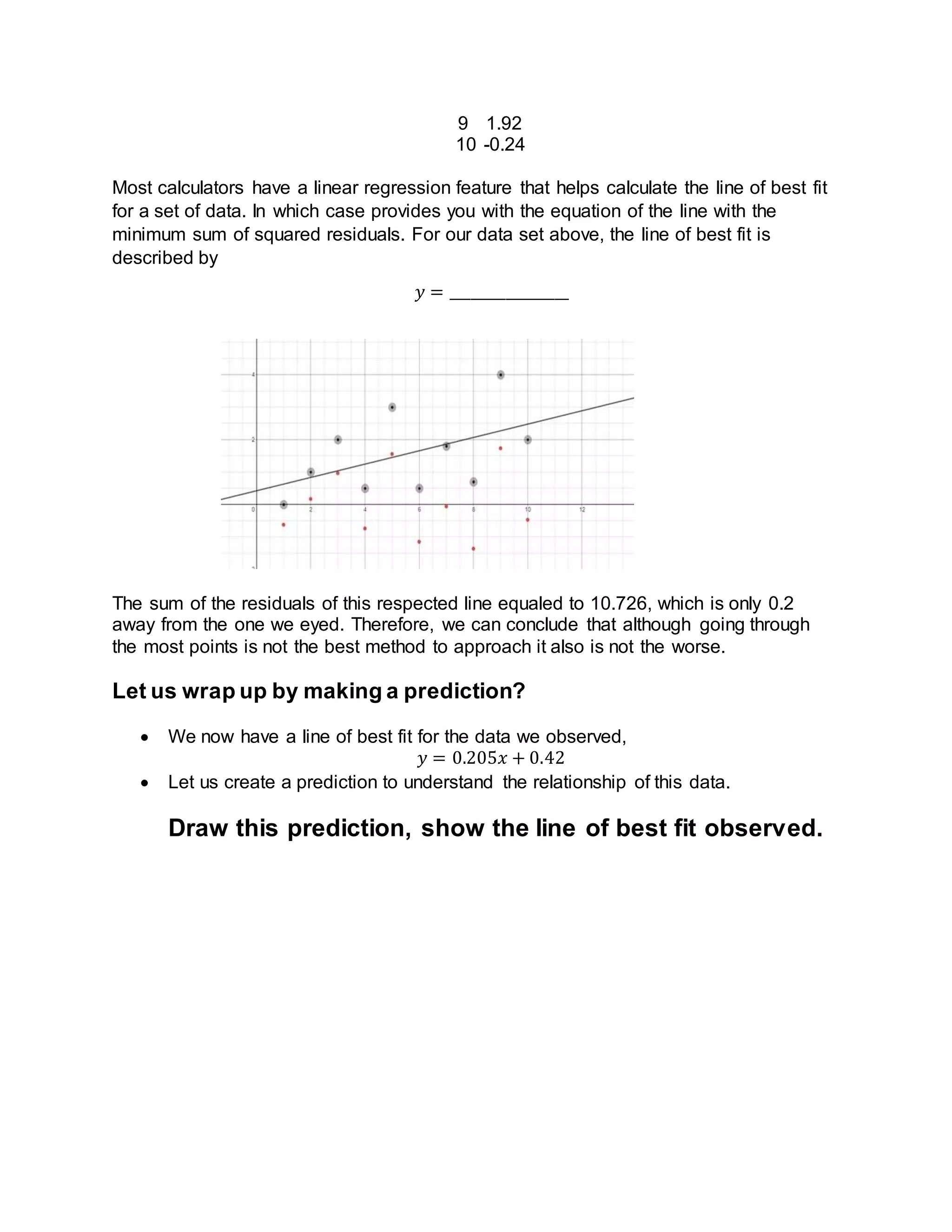 Line of best fit lesson guided notes | DOCX