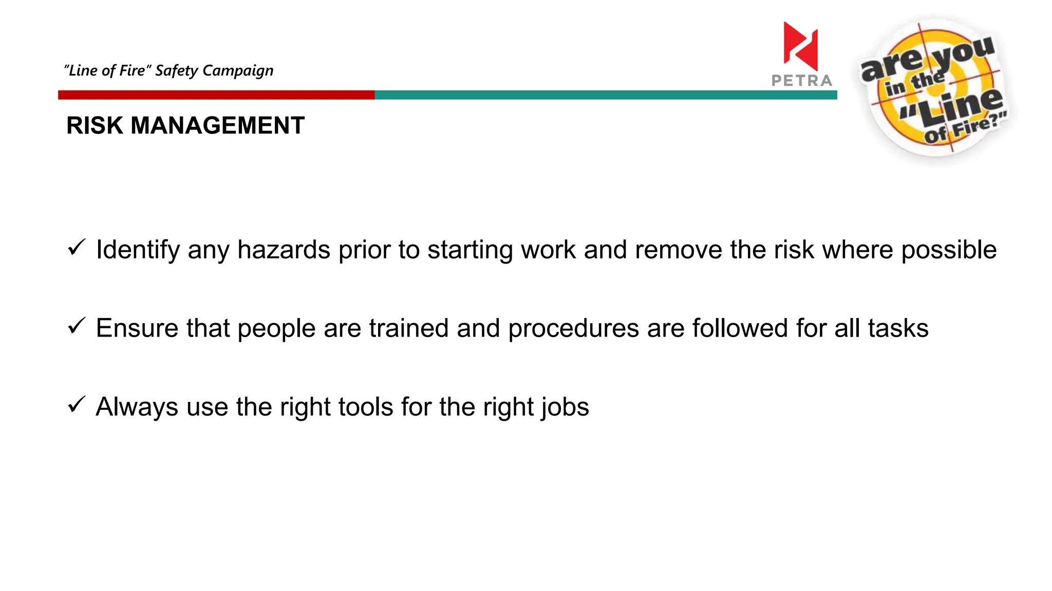 LINE OF FIRE AWARENESS FOR ALL WORKERS KSCPP | PPTX